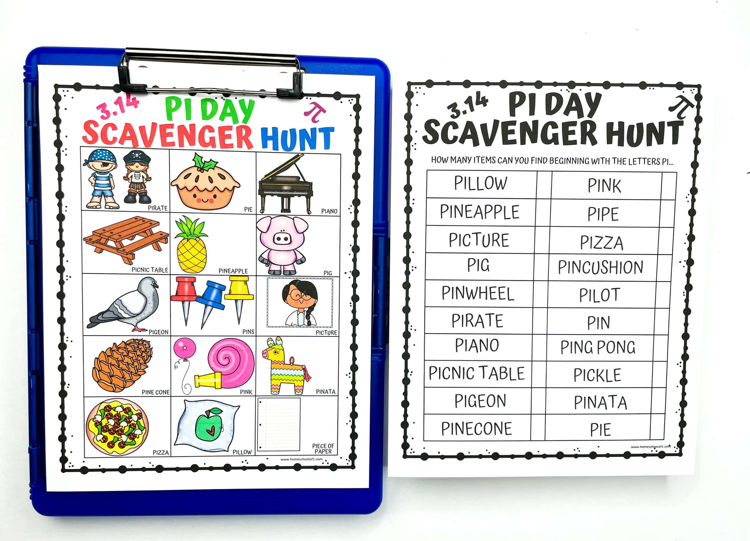 Free Pi Day Scavenger Hunt Printable