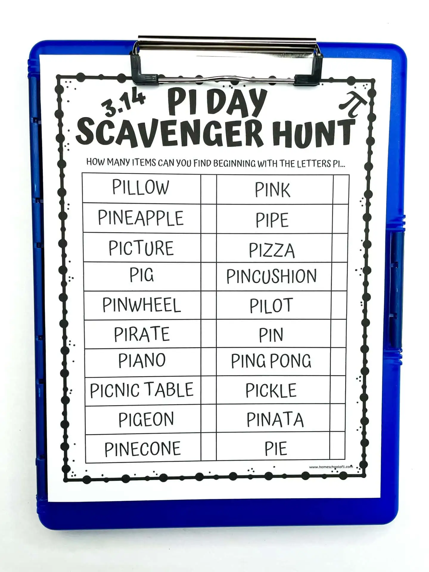 Free Pi Day Scavenger Hunt Printable