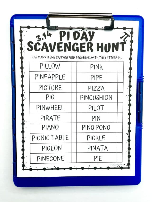 Free Pi Day Scavenger Hunt Printable