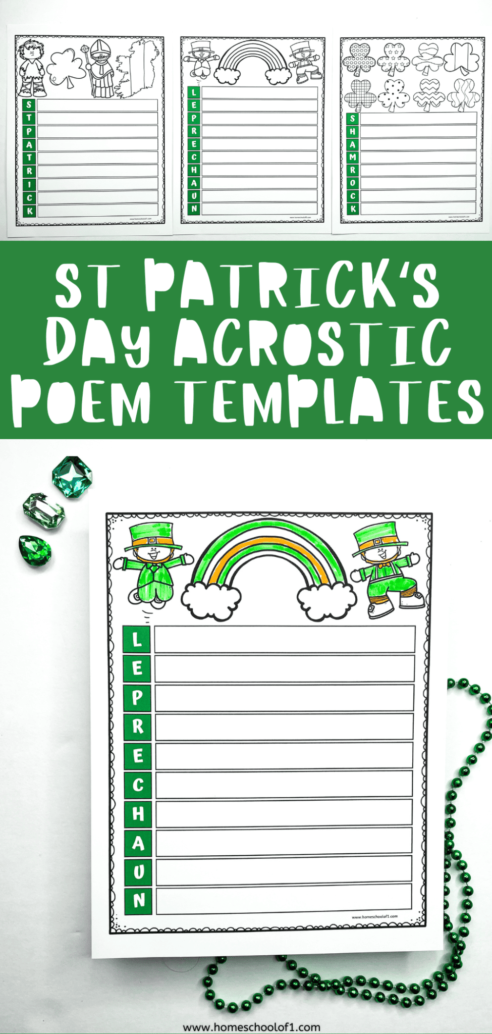 St Patrick's Day Acrostic Poem Templates (3 Free Printables)