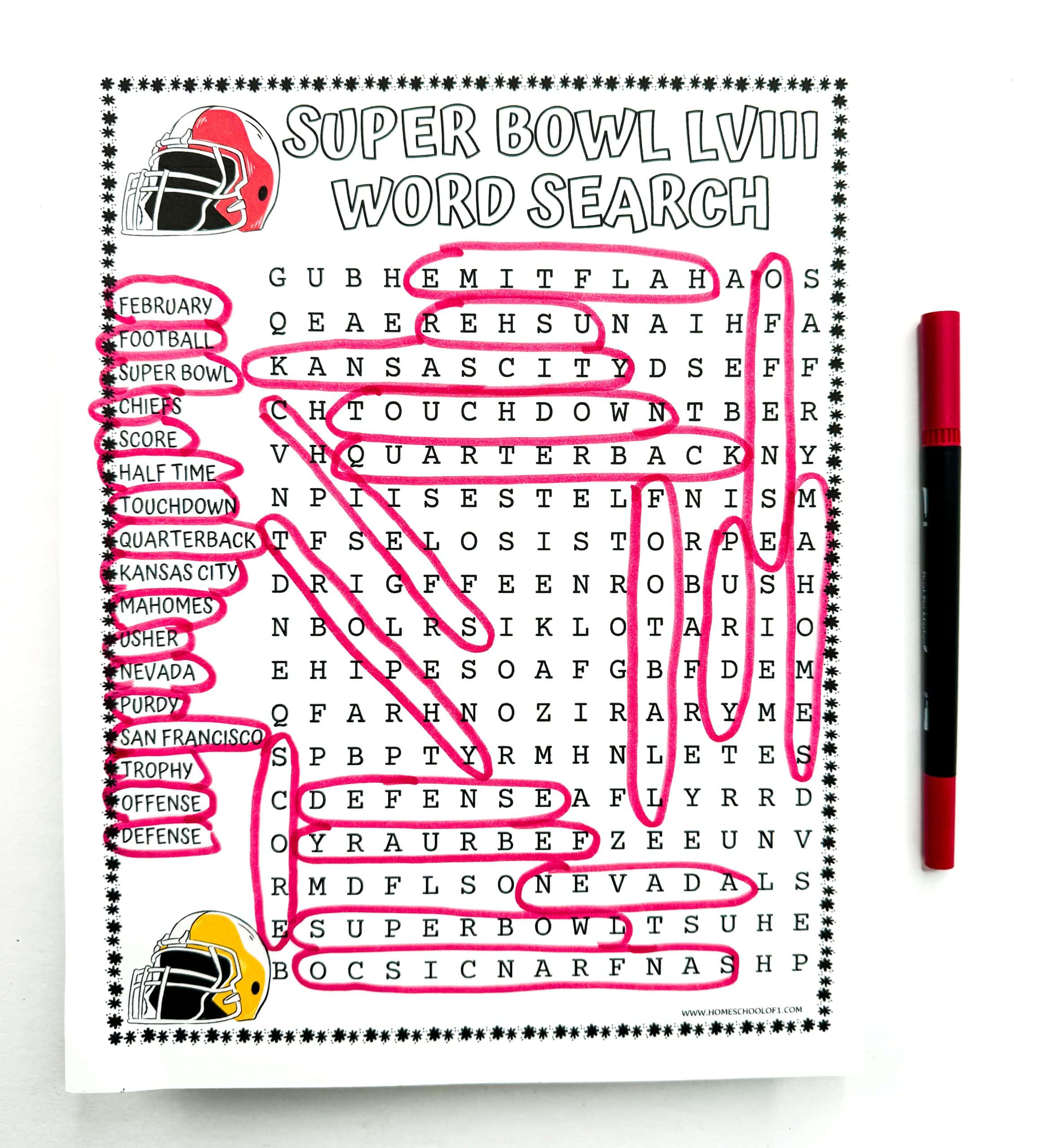 Super Bowl LIX Word Search (Free Printable)