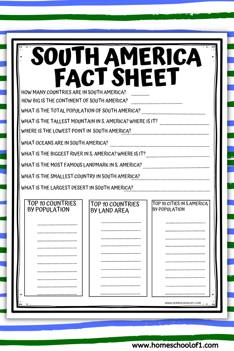 7 South America Worksheets (free printable) - Homeschool of 1