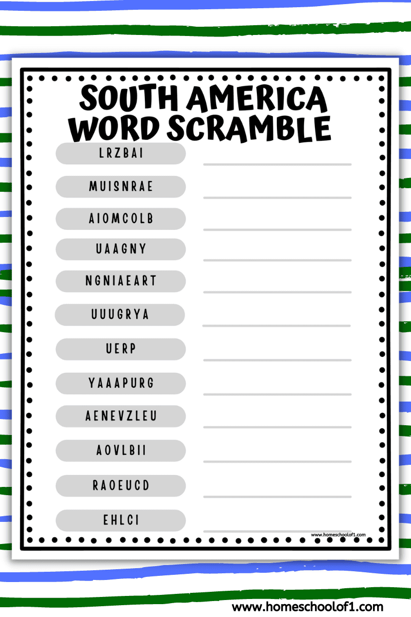 7 South America Worksheets (free printable) - Homeschool of 1
