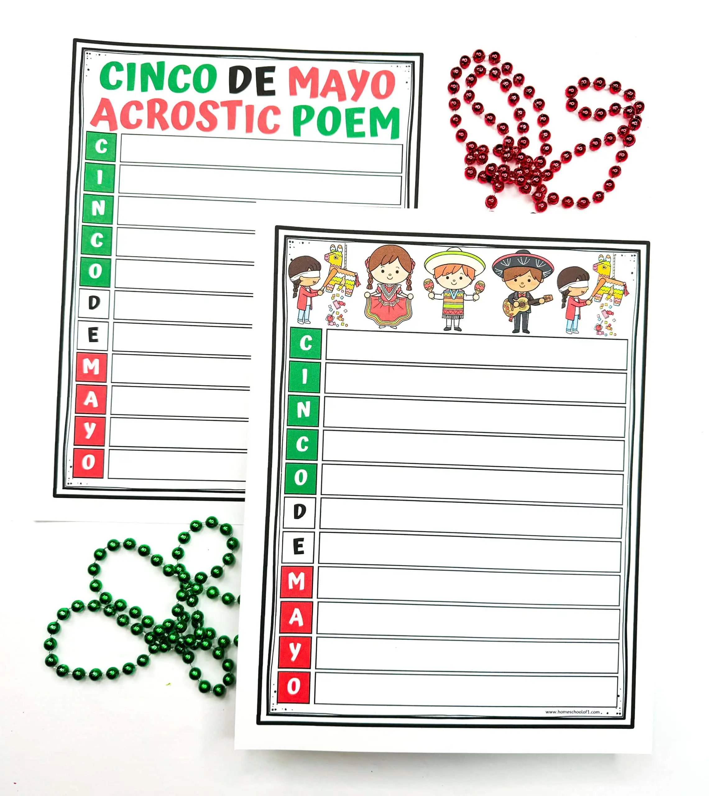 Cinco de Mayo Acrostic Poem Templates for Kids
