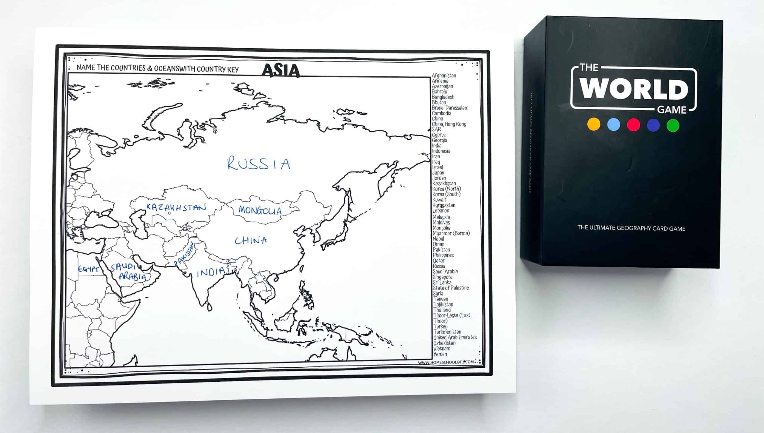 Map Of Asia Worksheet