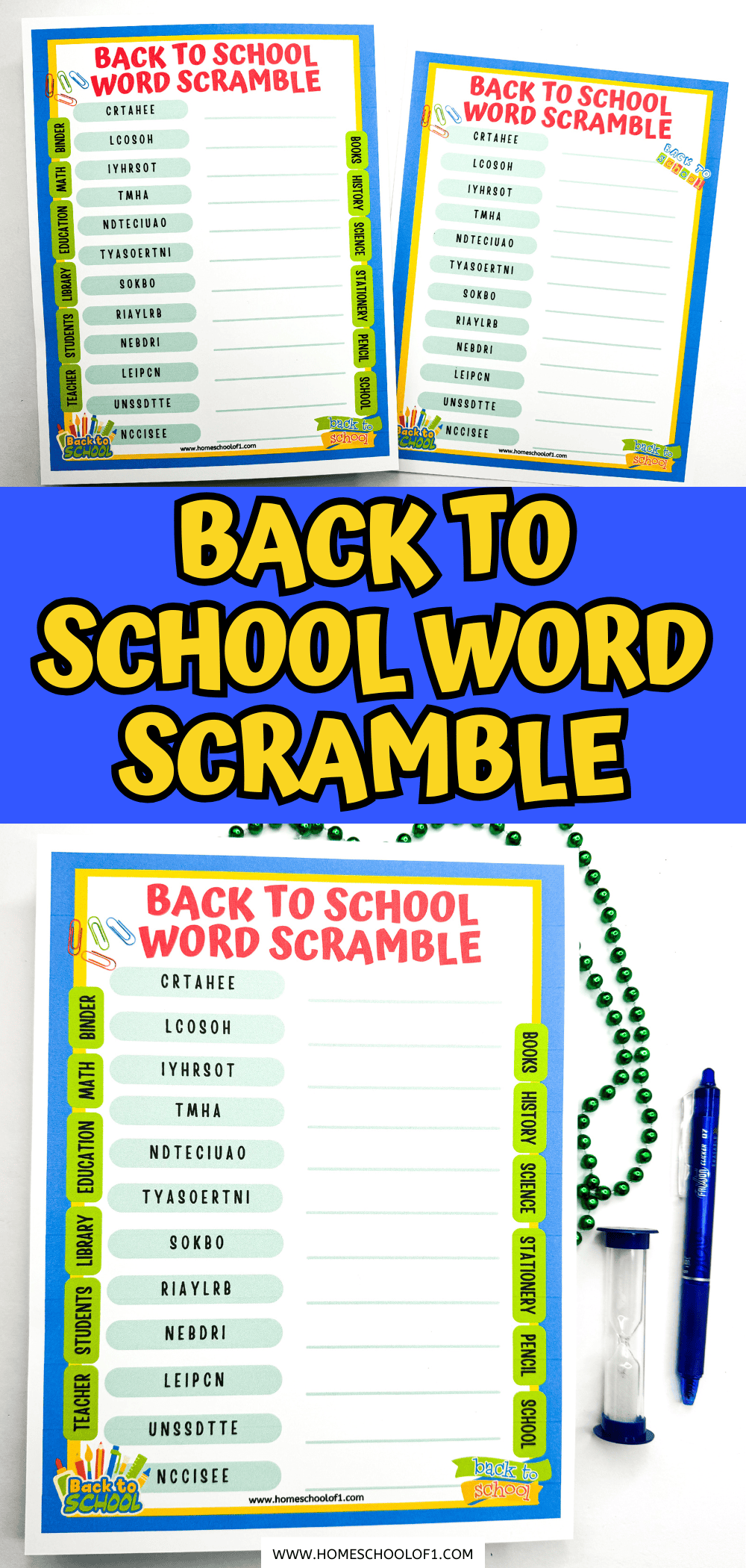 Back to School Word Scramble to Kick Off the First Week