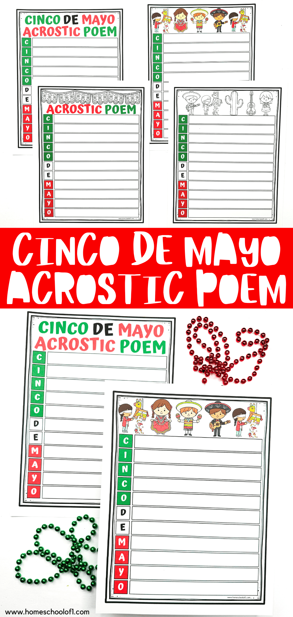 Cinco de Mayo Acrostic Poem Templates for Kids