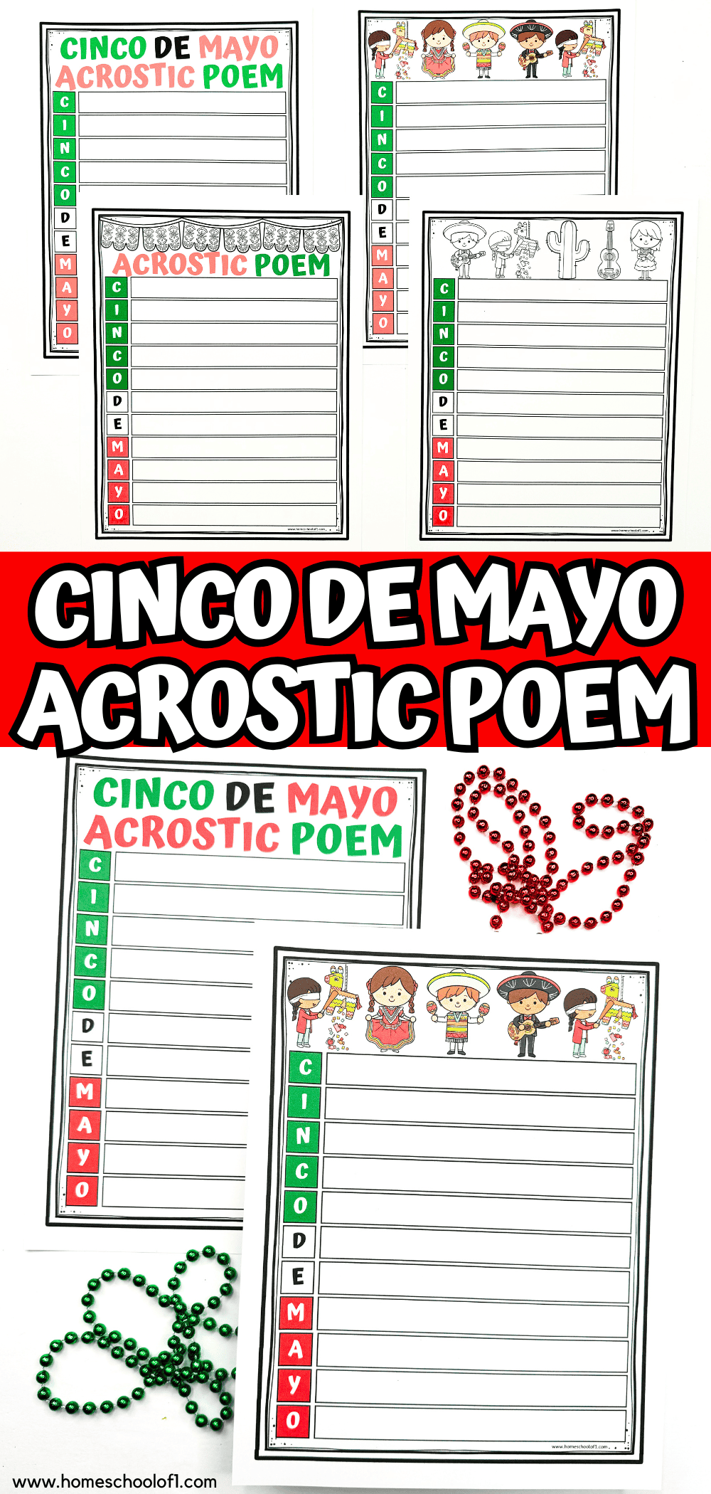 Cinco de Mayo Acrostic Poem Templates for Kids