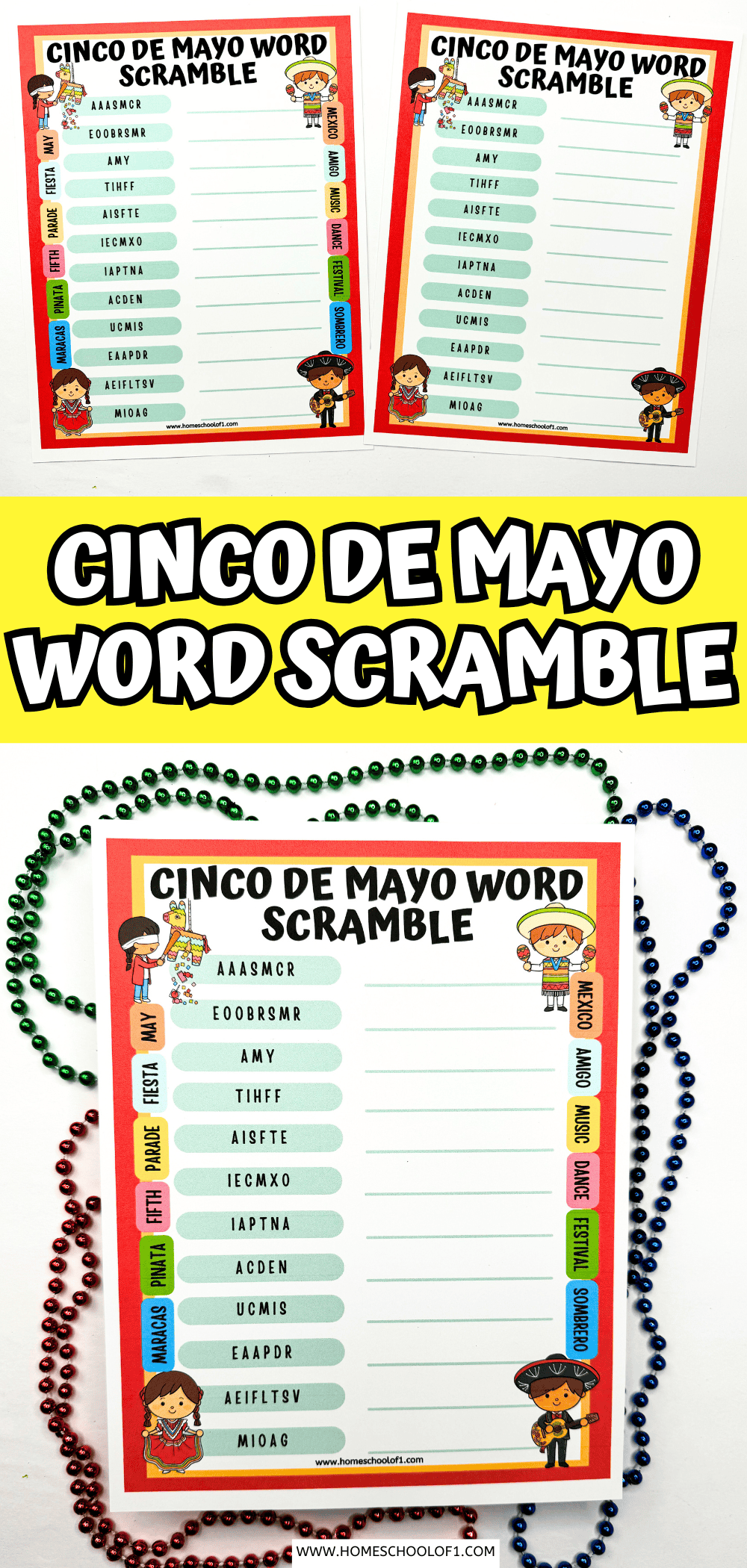 Free Cinco de Mayo Word Scramble Printable for Kids