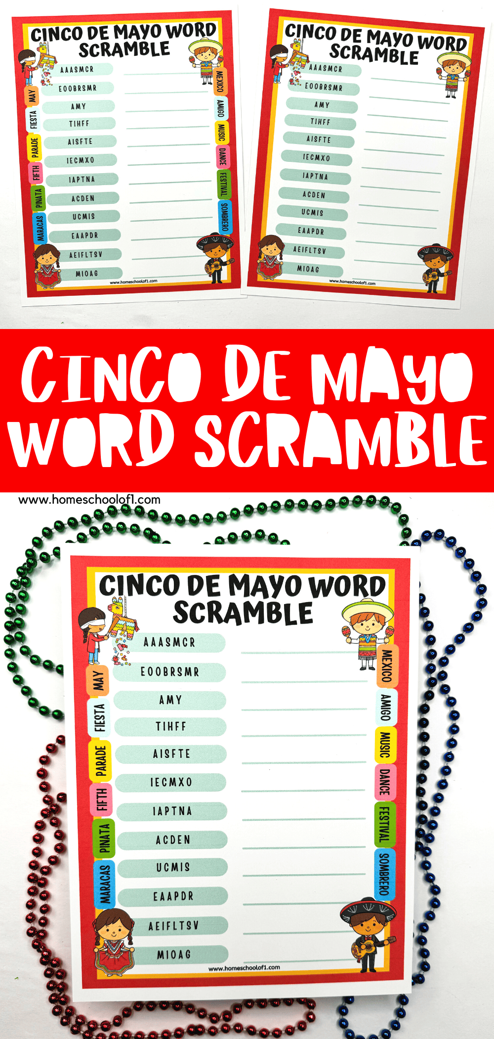 Free Cinco de Mayo Word Scramble Printable for Kids