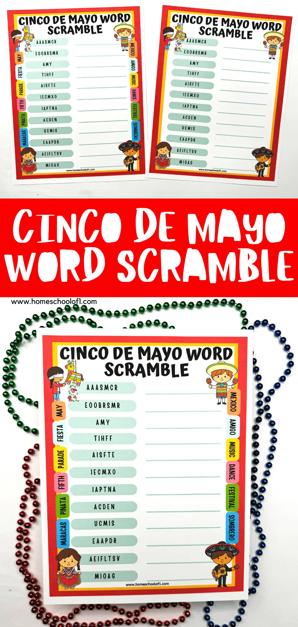 Cinco de Mayo Word Scramble (Easy & Hard Versions)