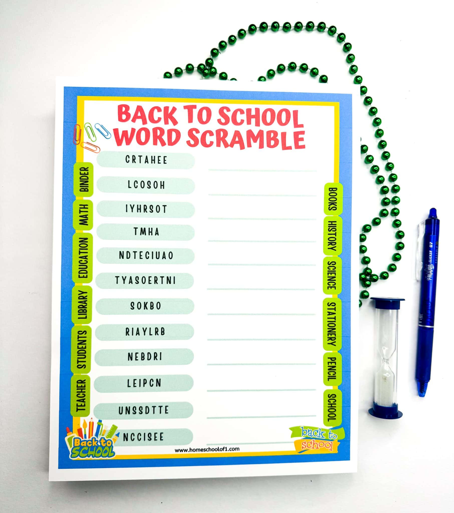 Back to School Word Scramble to Kick Off the First Week