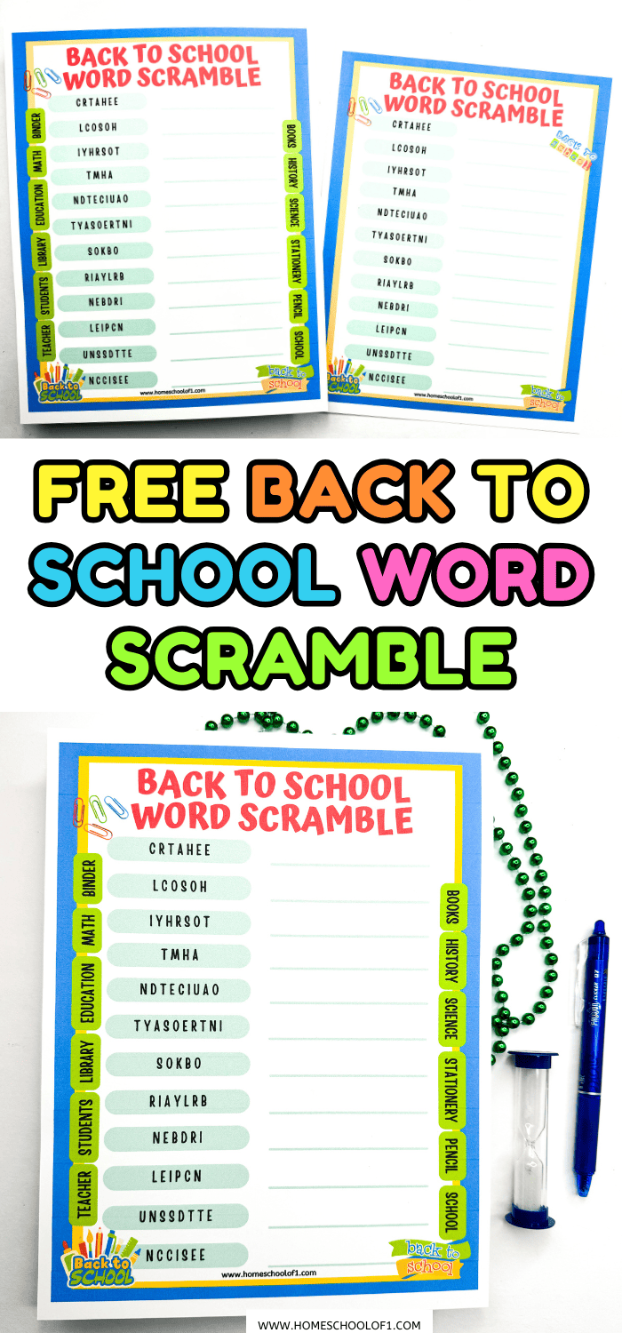Back to School Word Scramble to Kick Off the First Week