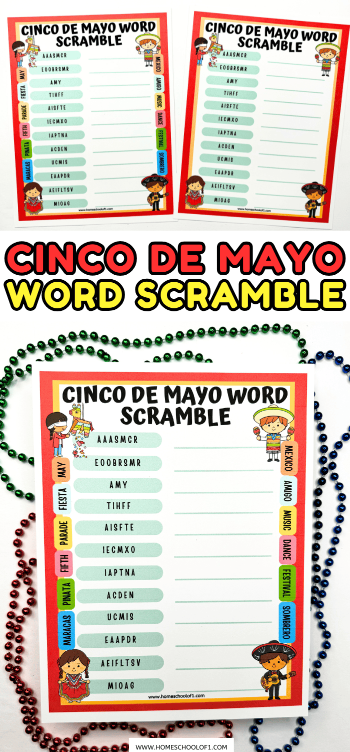 Free Cinco de Mayo Word Scramble Printable for Kids