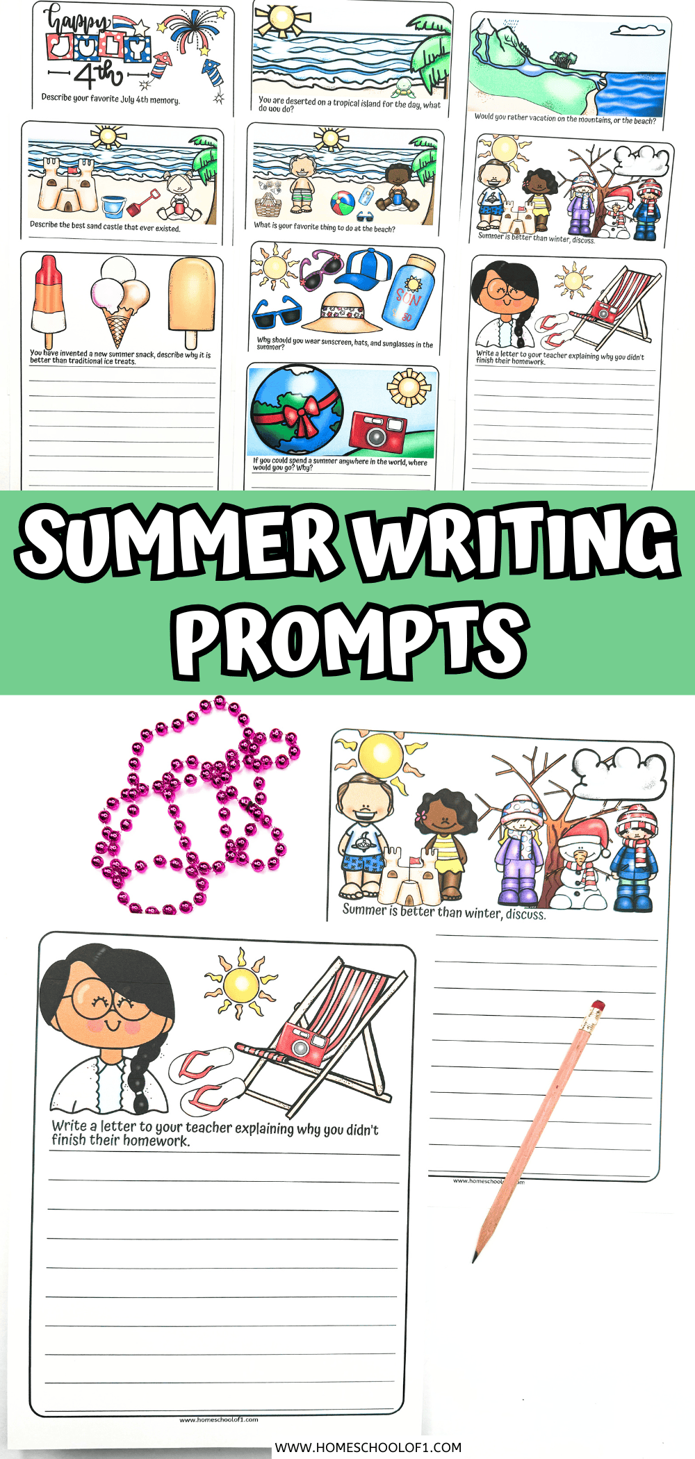 Free Summer Writing Prompts for Kids (Grades 1–4)