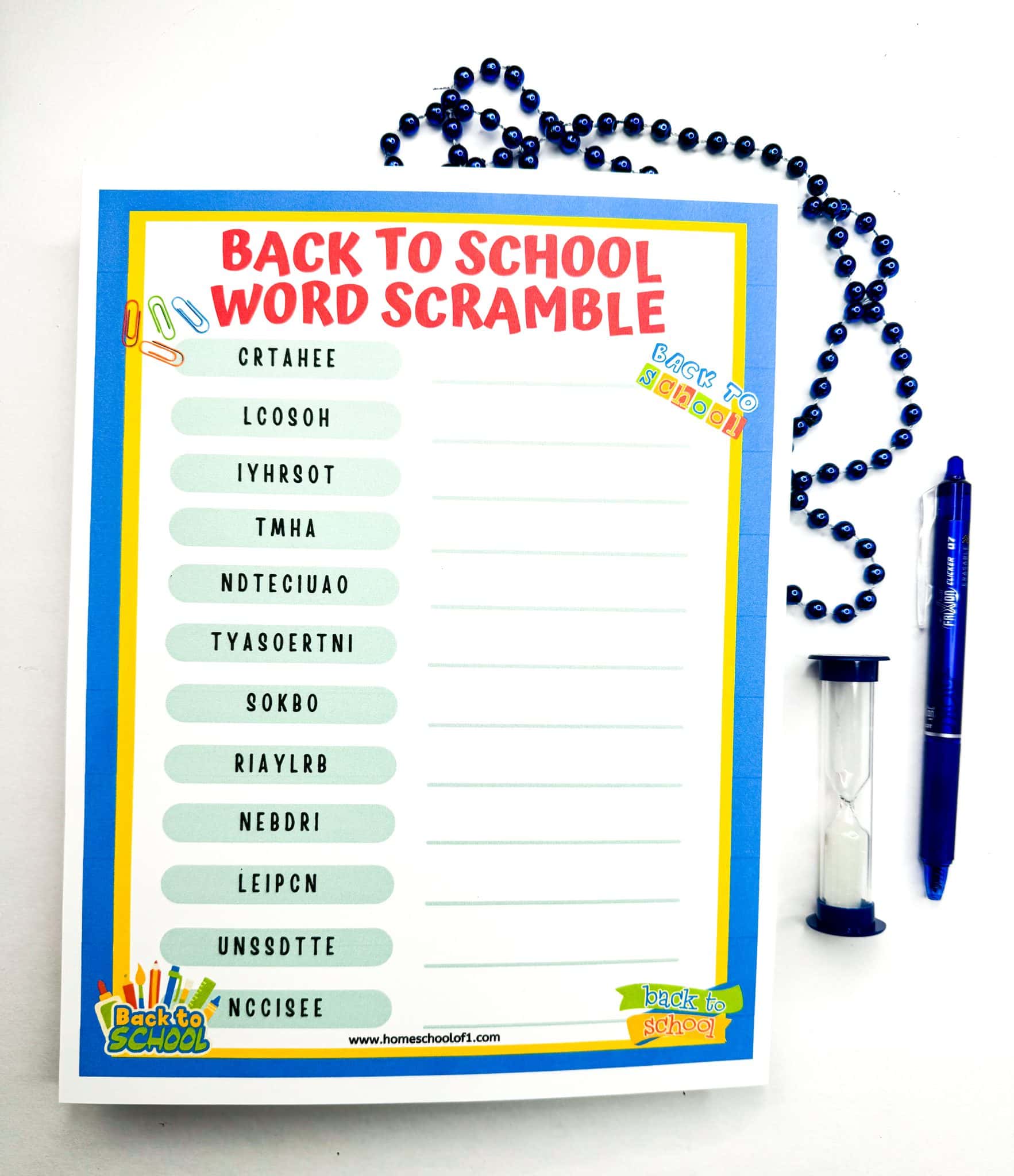 Back to School Word Scramble to Kick Off the First Week