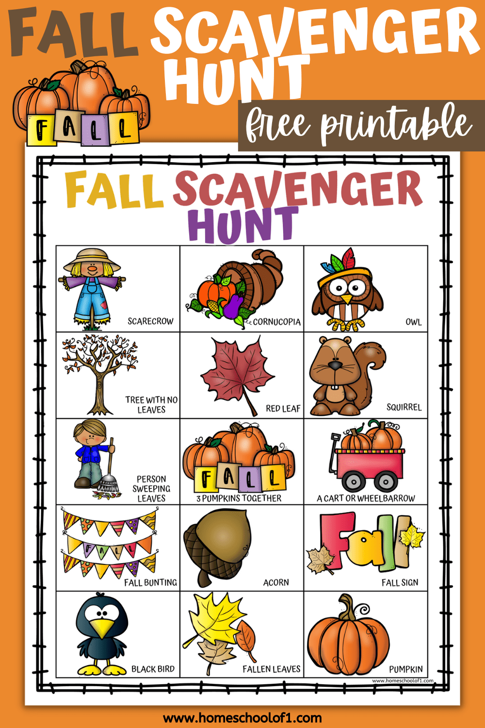 Free Fall Scavenger Hunt Printable For Kids