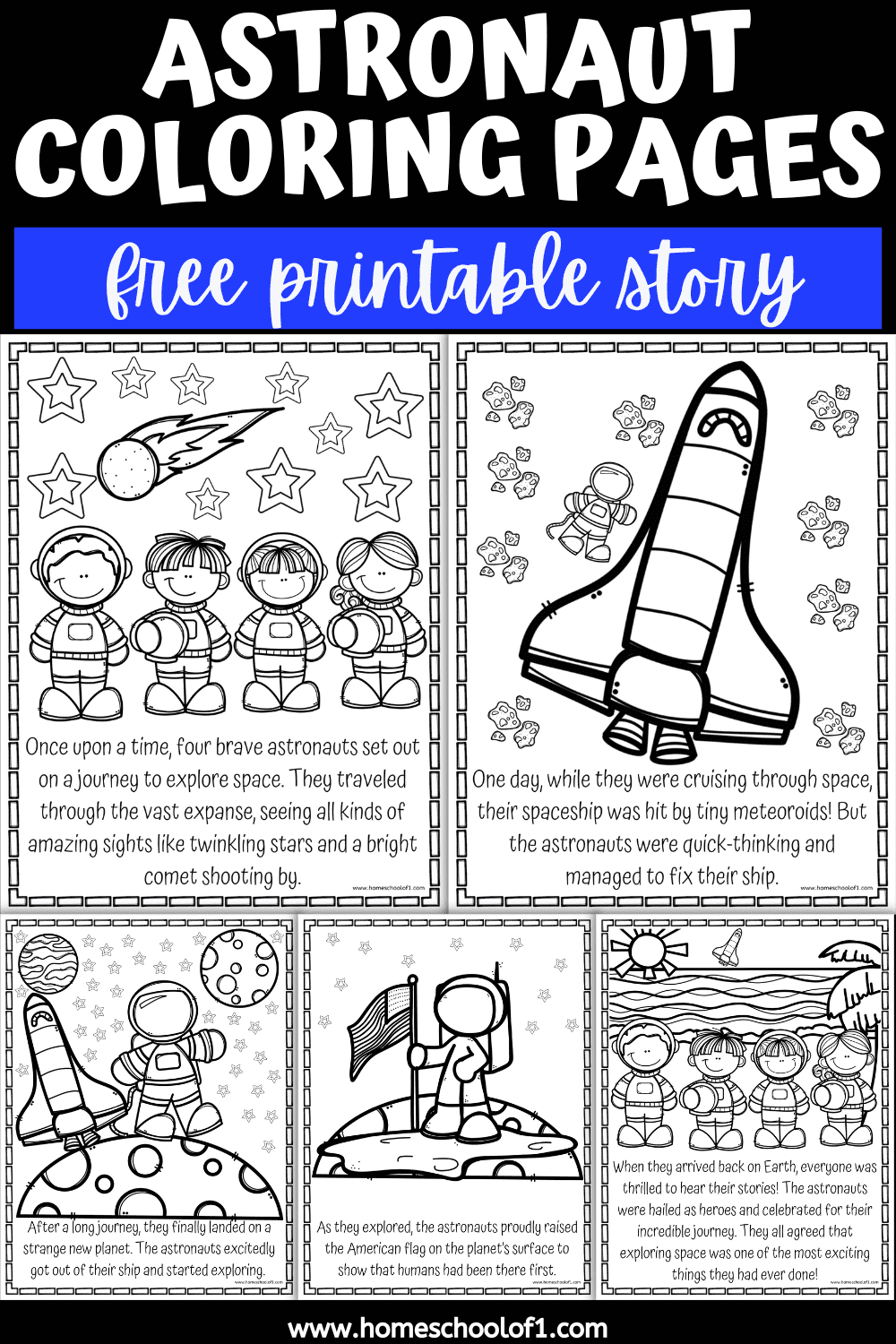Free Astronaut Coloring Page Storybook for Kids