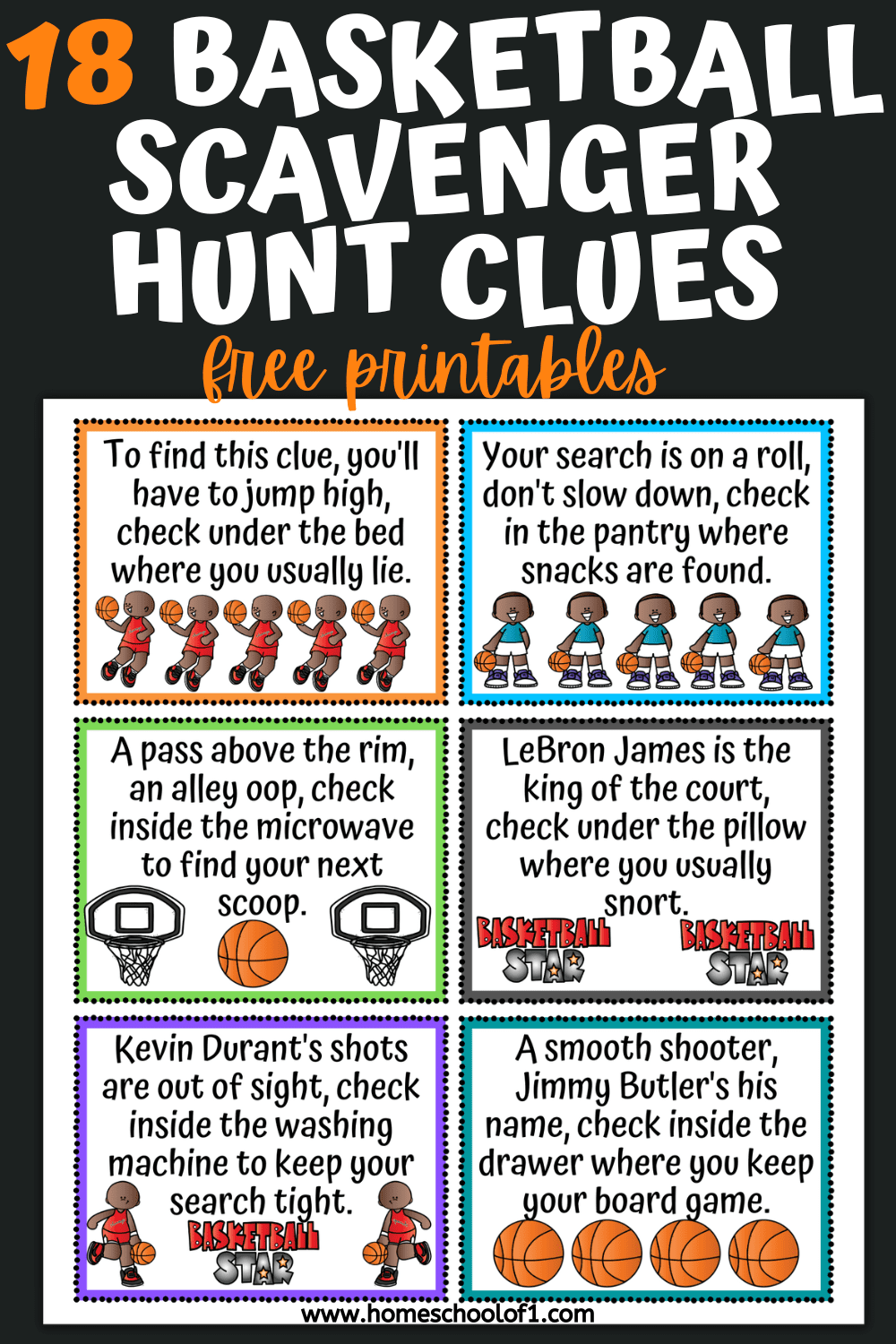 Basketball Scavenger Hunt Clues (Free Printable)