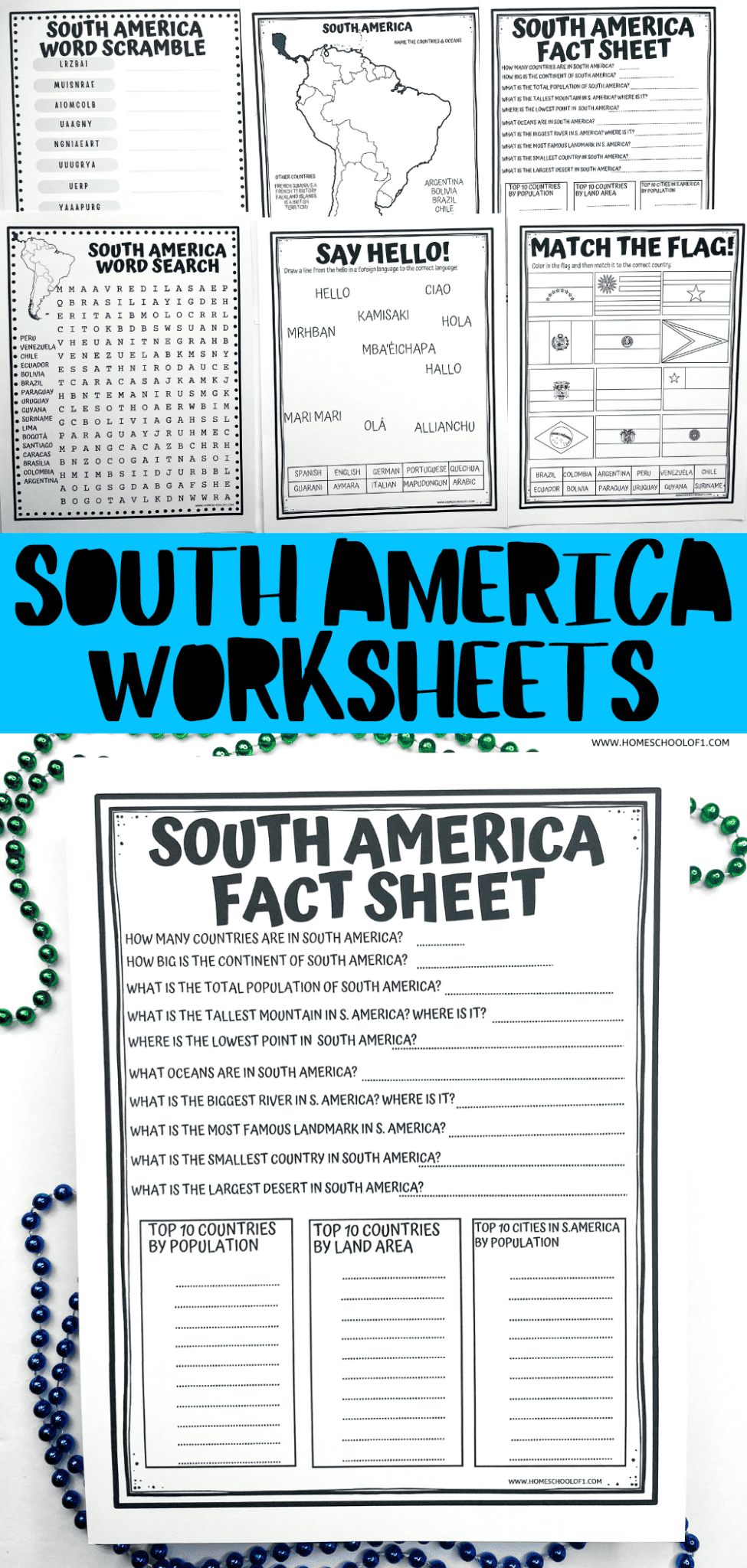7 Countries of South America Worksheets (Free Printable)