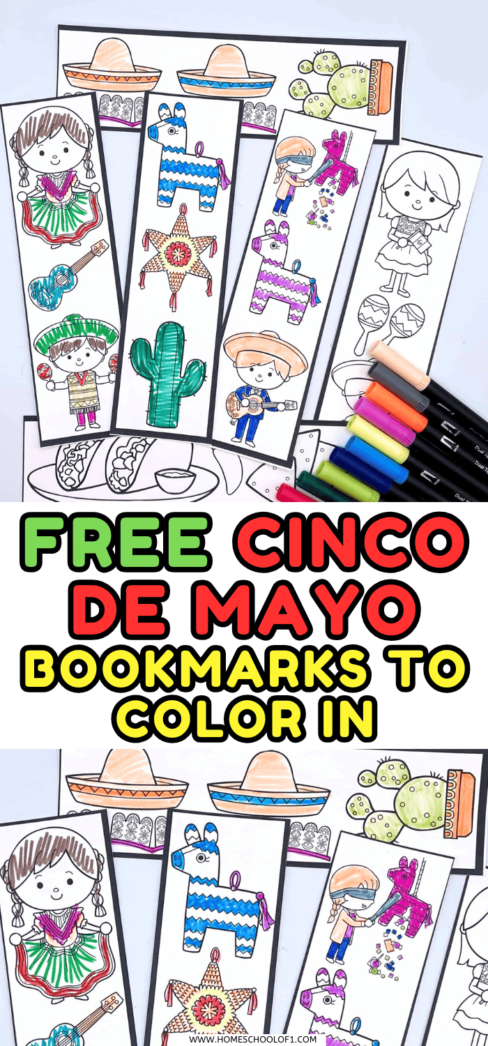 Free Cinco de Mayo Bookmarks to Color for Kids