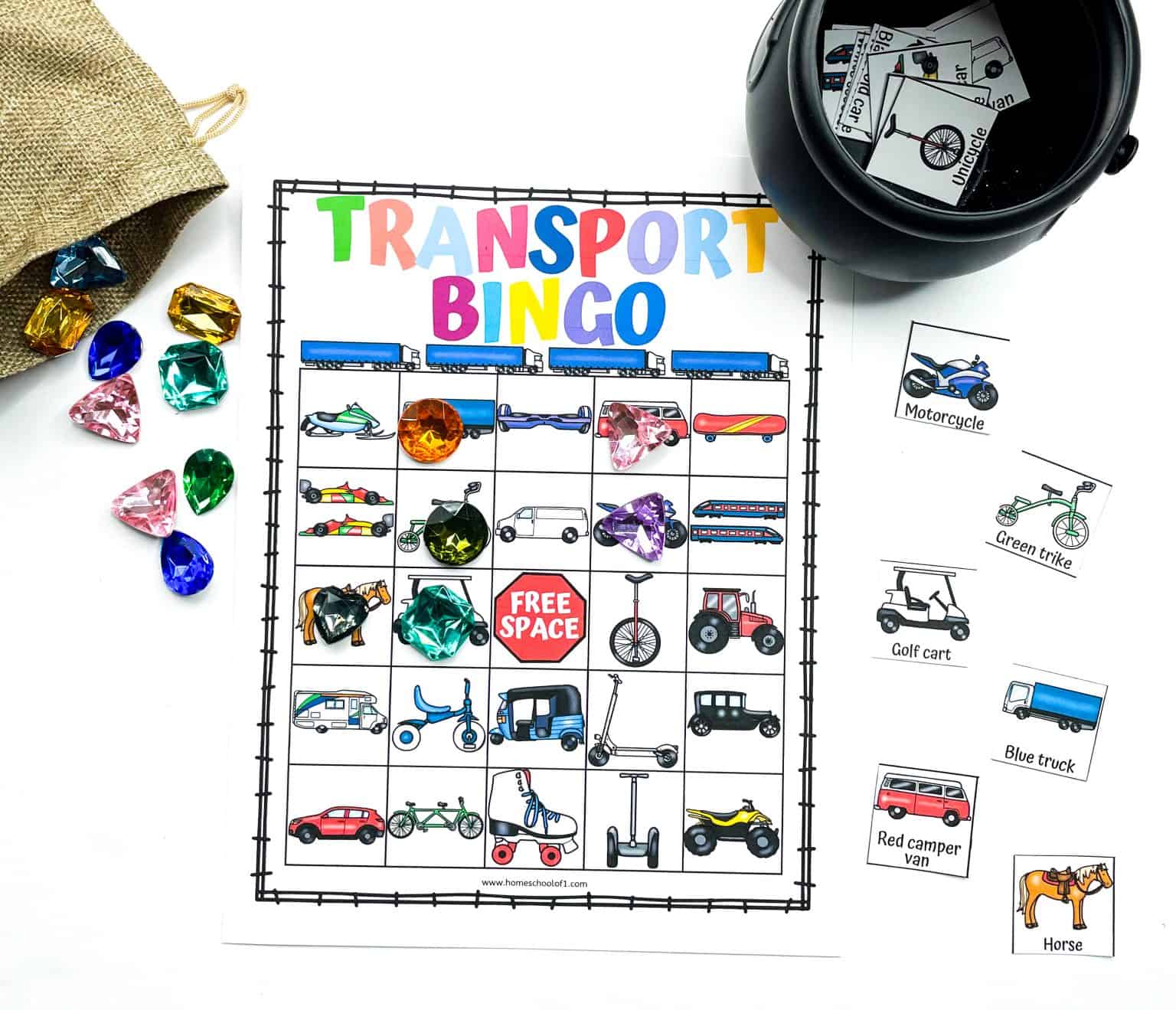 Transport Bingo Free Printable Game