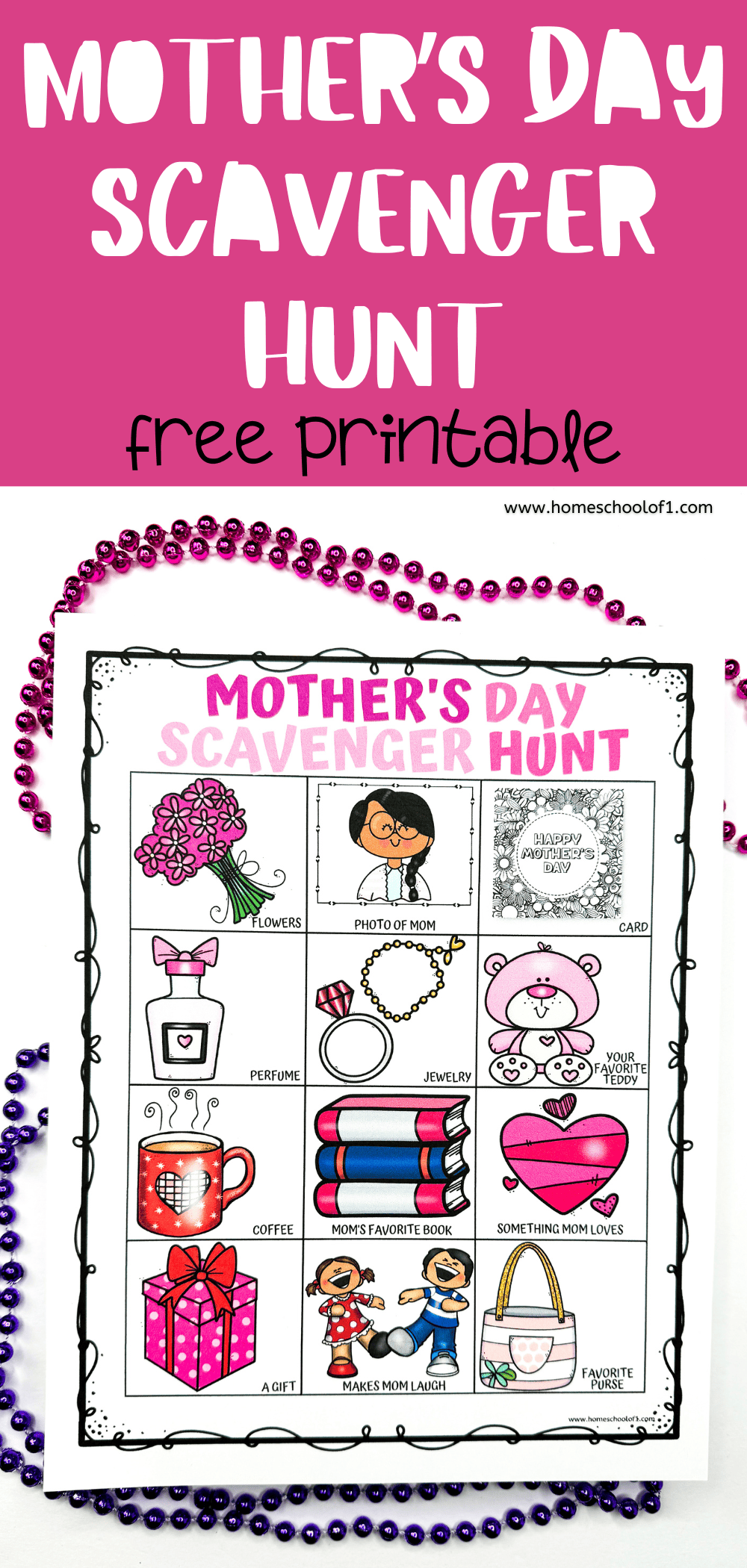 Free Mother's Day Scavenger Hunt Printable for Kids
