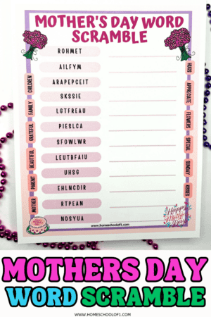 Free Mother’s Day Word Scramble Printable for Kids