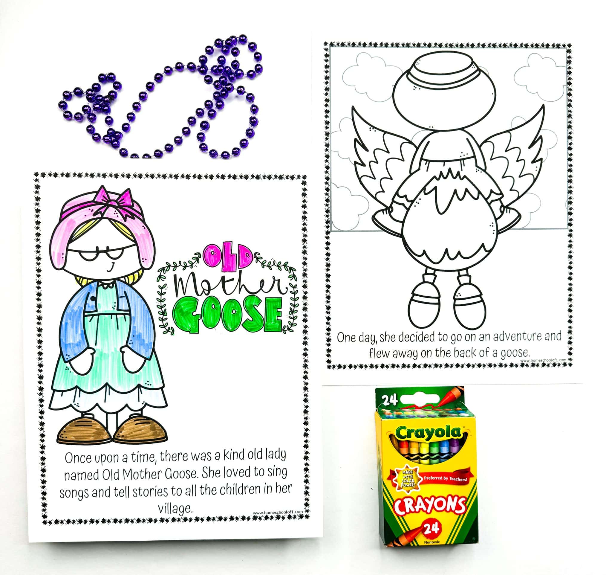 Free Mother Goose Coloring Page | Nursery Rhyme Fun