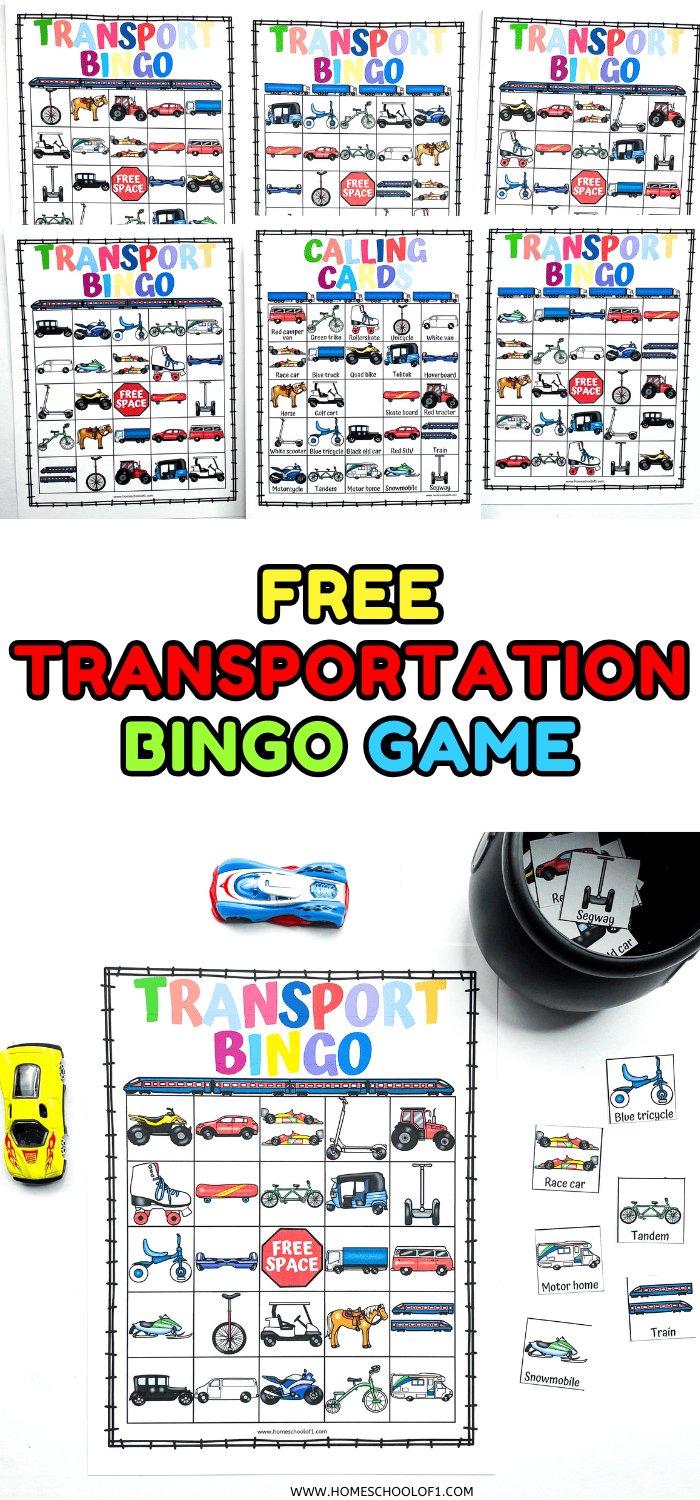 Transport Bingo Free Printable Game