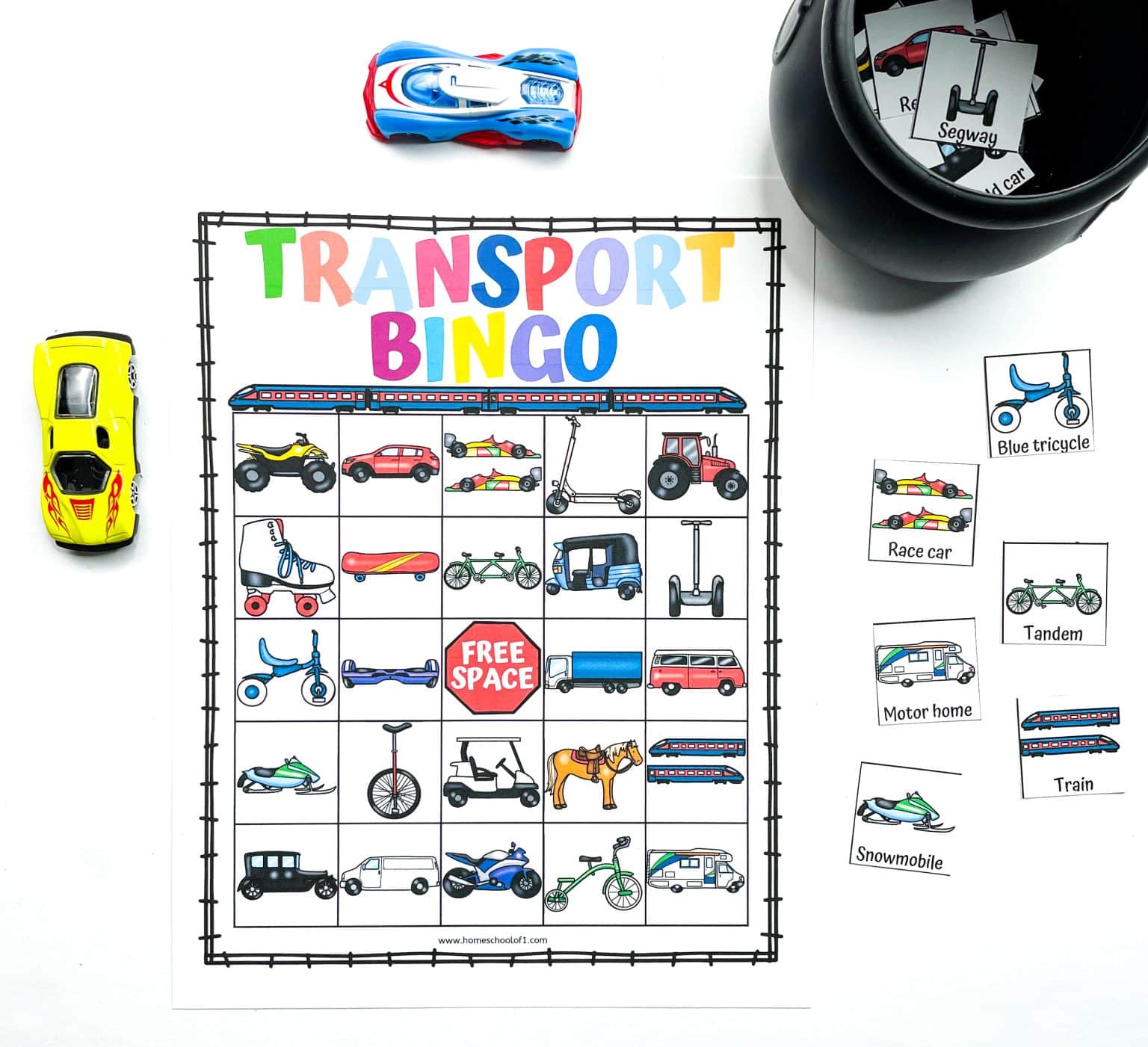 Transport Bingo Free Printable Game