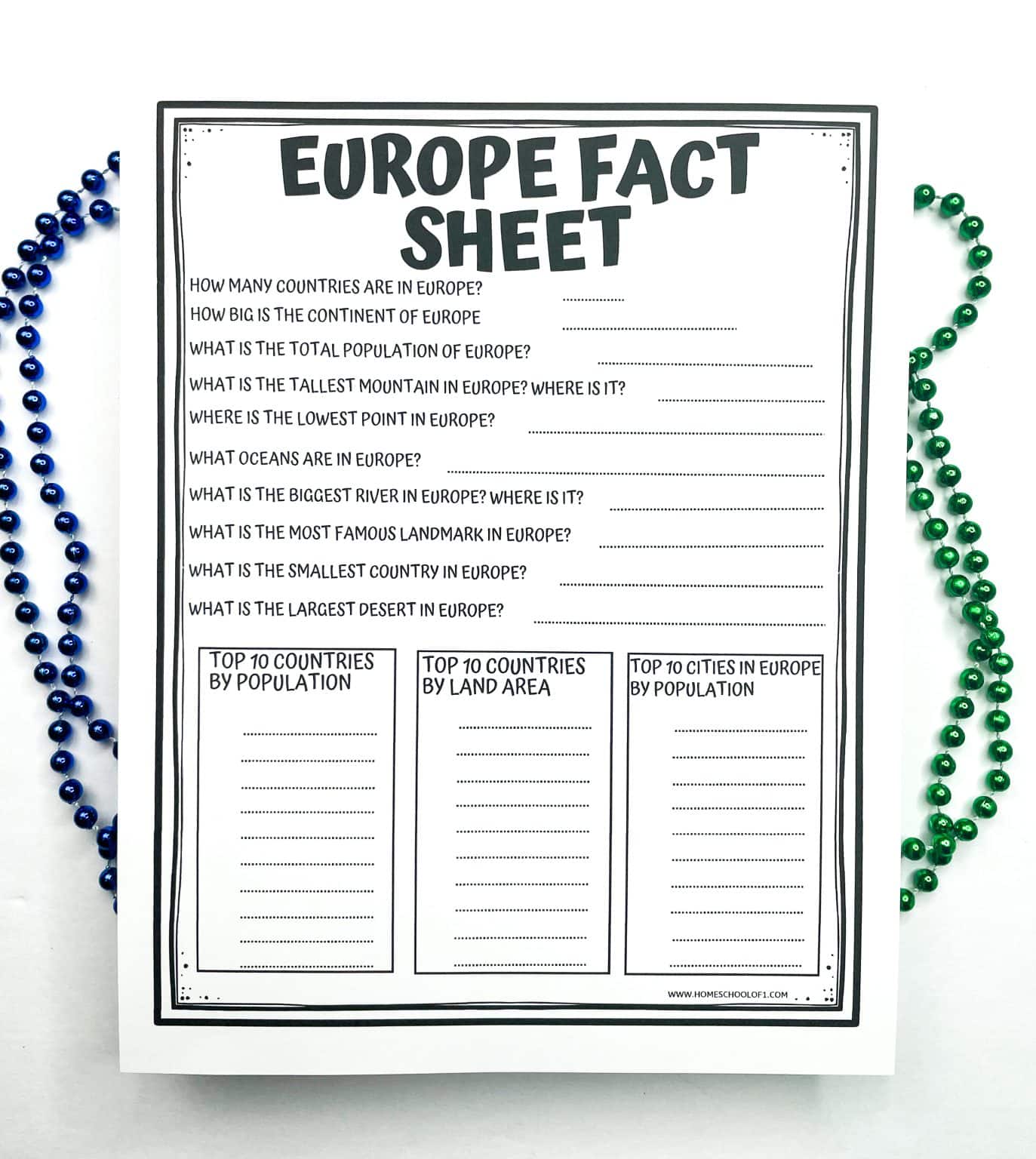 Free Europe Worksheets for Kids to Explore Geography