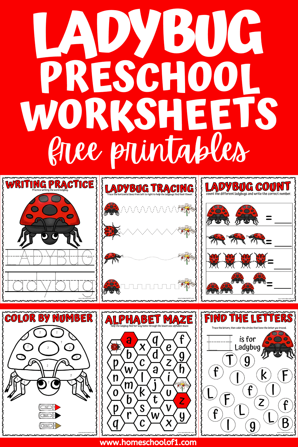 Free Ladybug Worksheets for Preschool Kids