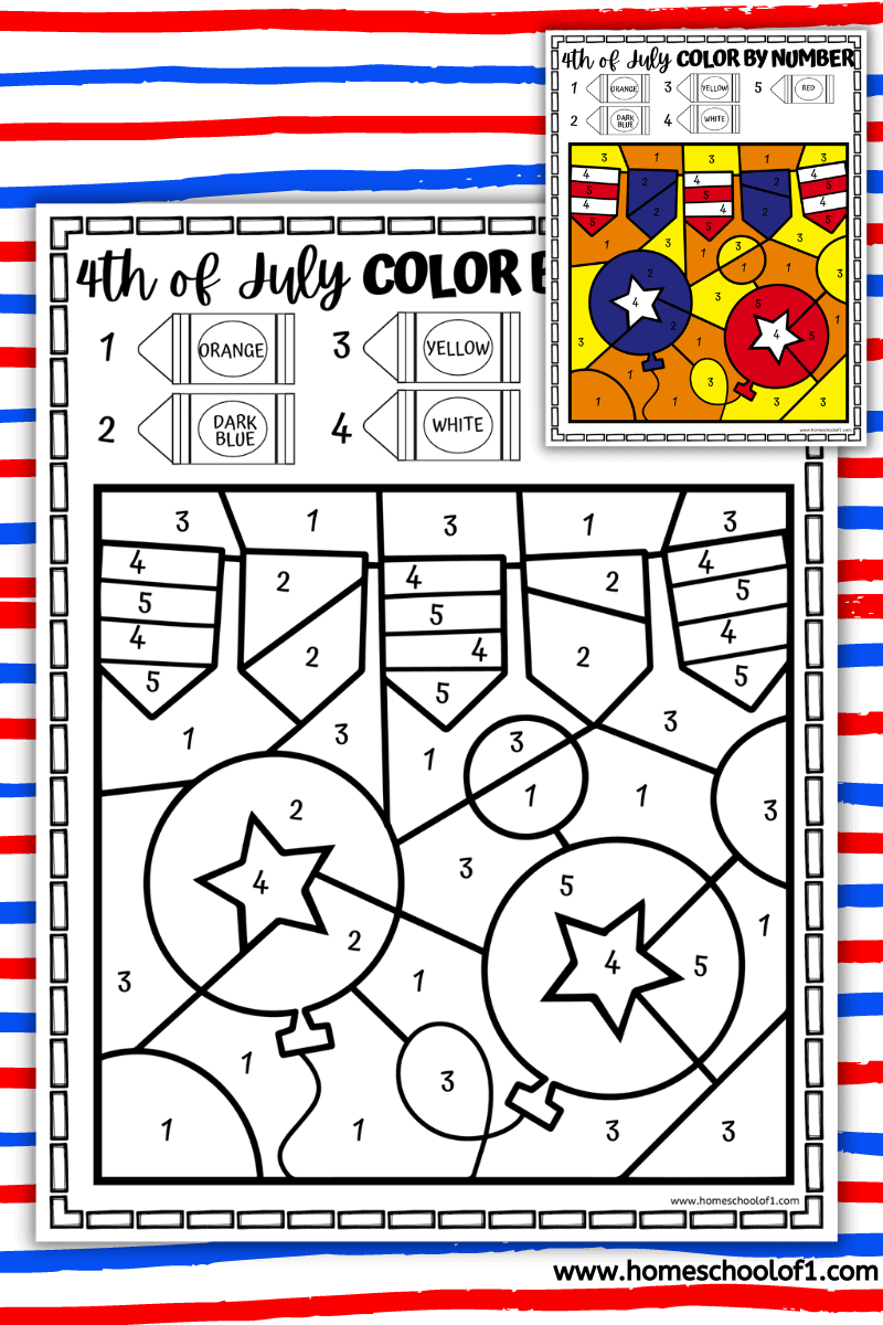 Free 4th of July Color By Number Printables