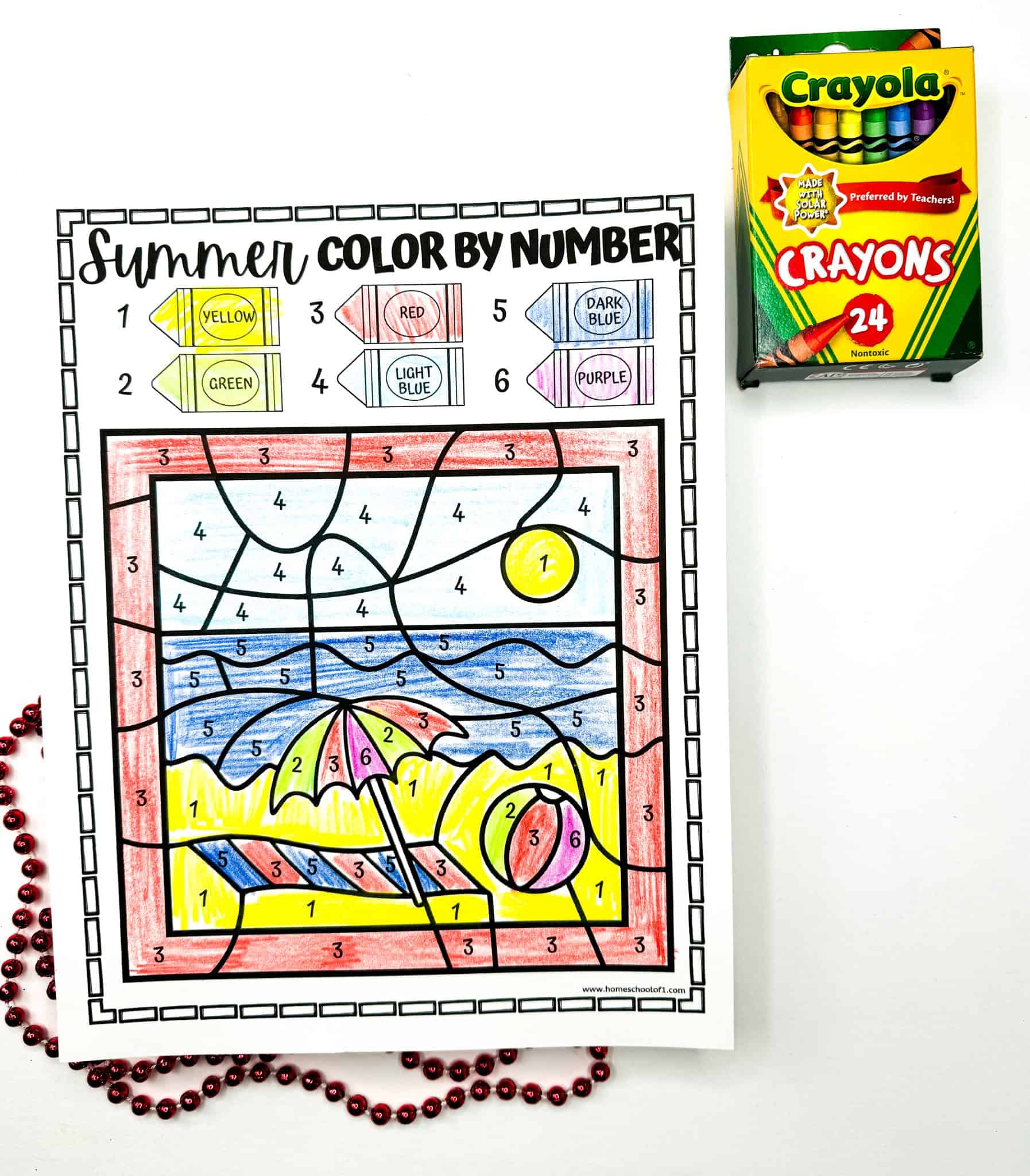Free Summer Color by Number Printables