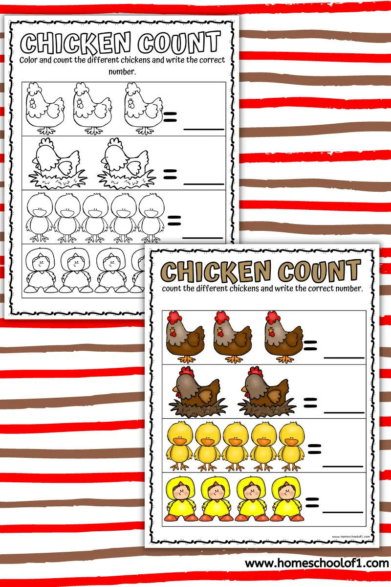 Chicken Worksheets for Preschoolers (free printables)