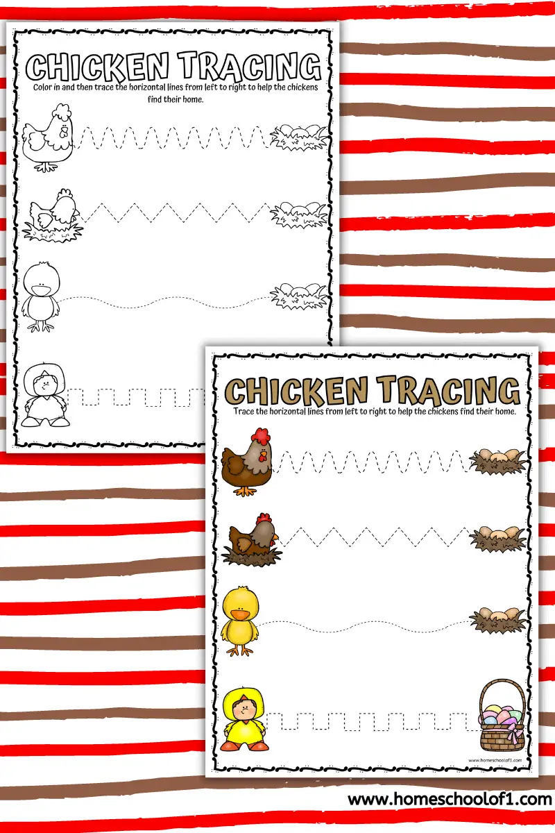 Chicken Worksheets for Preschoolers (free printables)