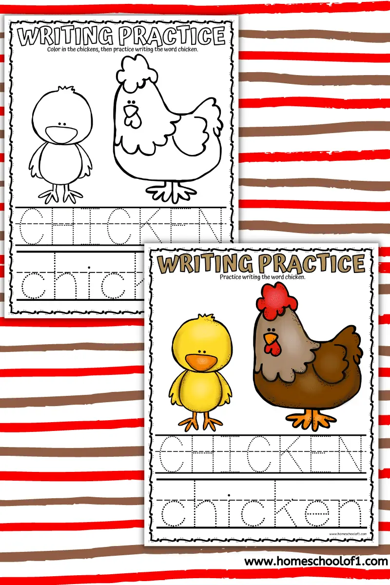 Chicken Worksheets for Preschoolers (free printables)