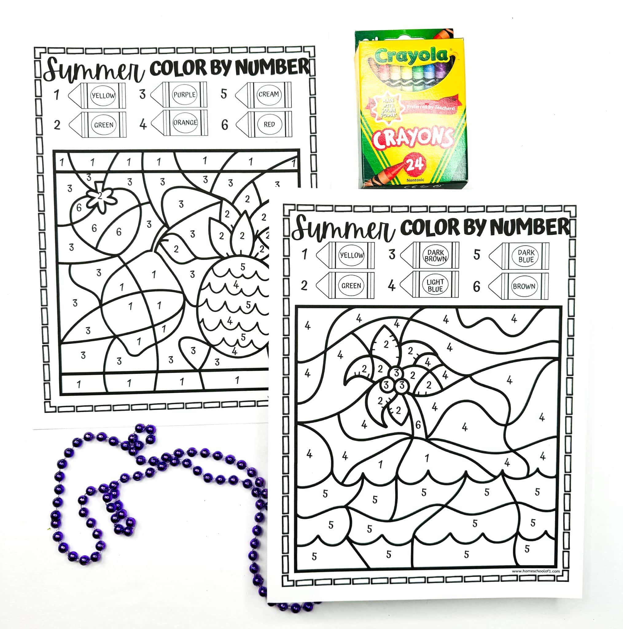 Free Summer Color by Number Printables