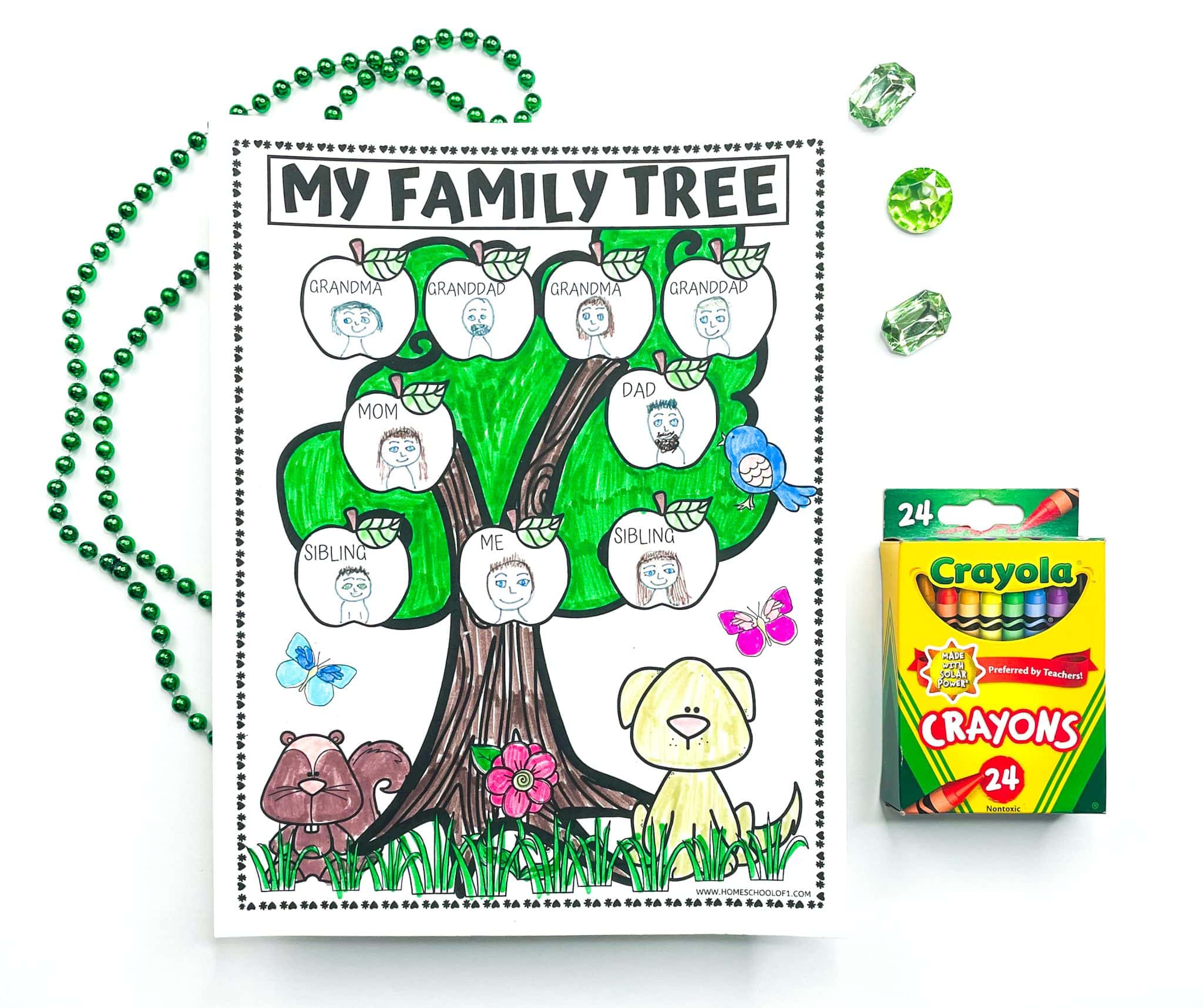 My Family Tree Coloring Page (Free Worksheet)