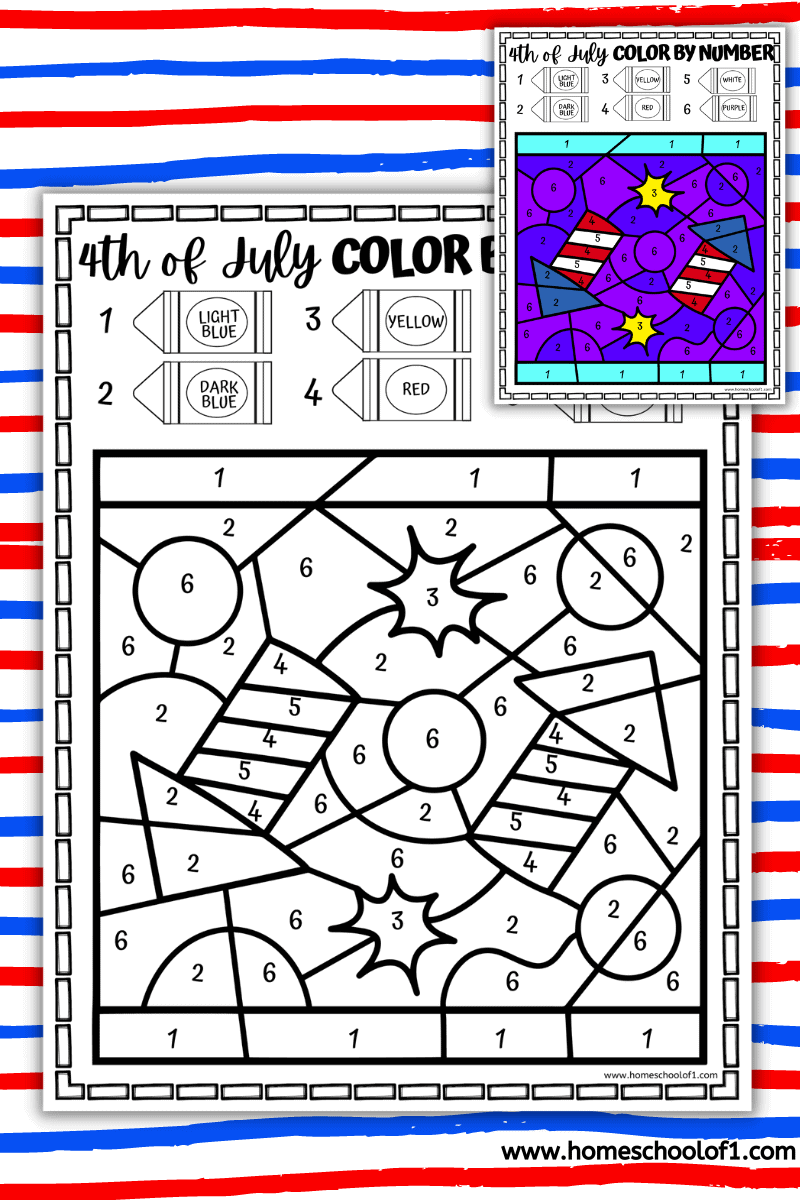 Free 4th of July Color By Number Printables