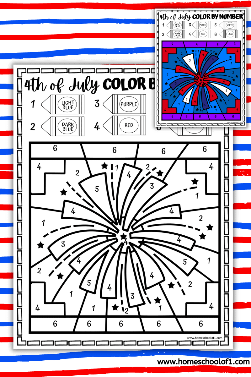 Free 4th of July Color By Number Printables
