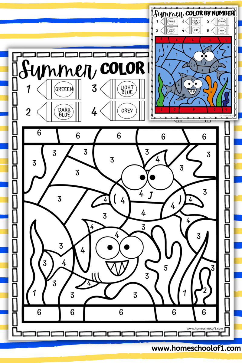 9 Free Summer Color by Number Printables - Homeschool of 1