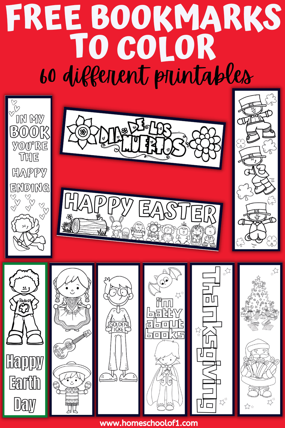 Free Printable Bookmarks to Color for Kids