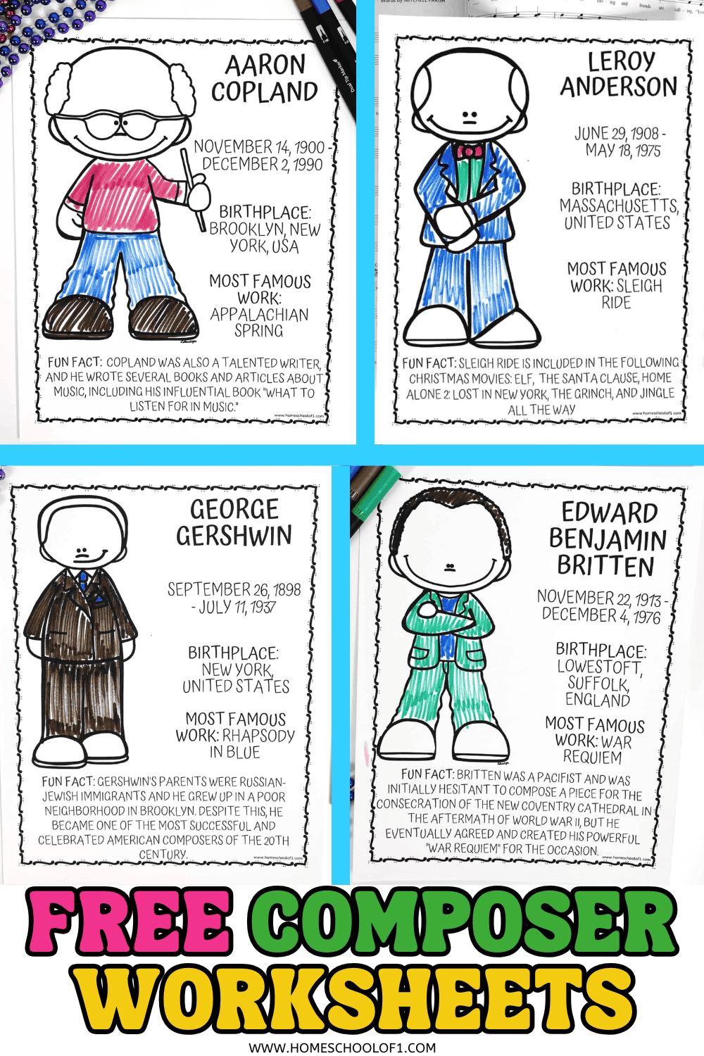 Free Famous Composer Worksheets