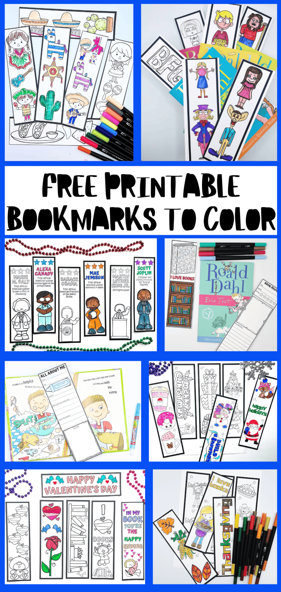 Free Printable Bookmarks to Color for Every Holiday & Season