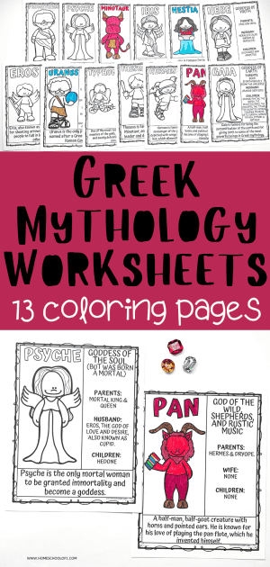 Greek Mythology Worksheets (13 Coloring Pages)