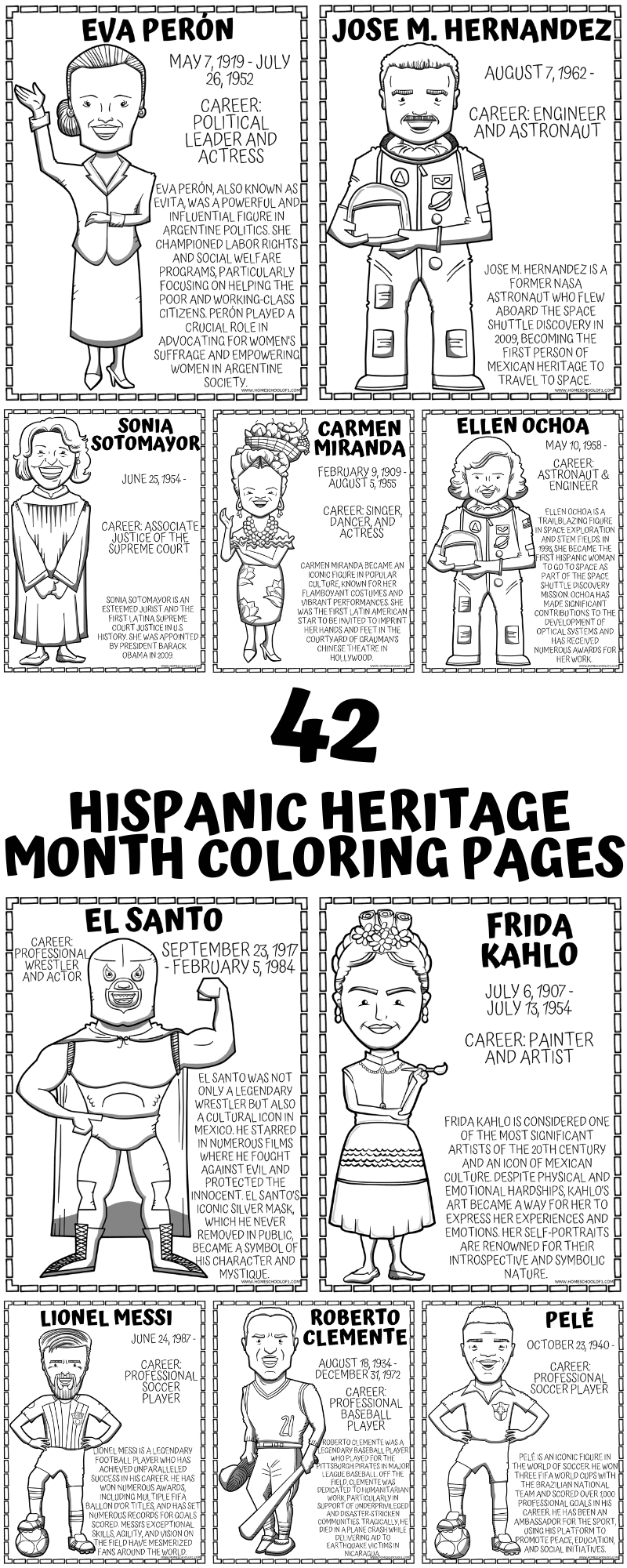 42 Printable Hispanic Heritage Month Posters & Coloring Sheets