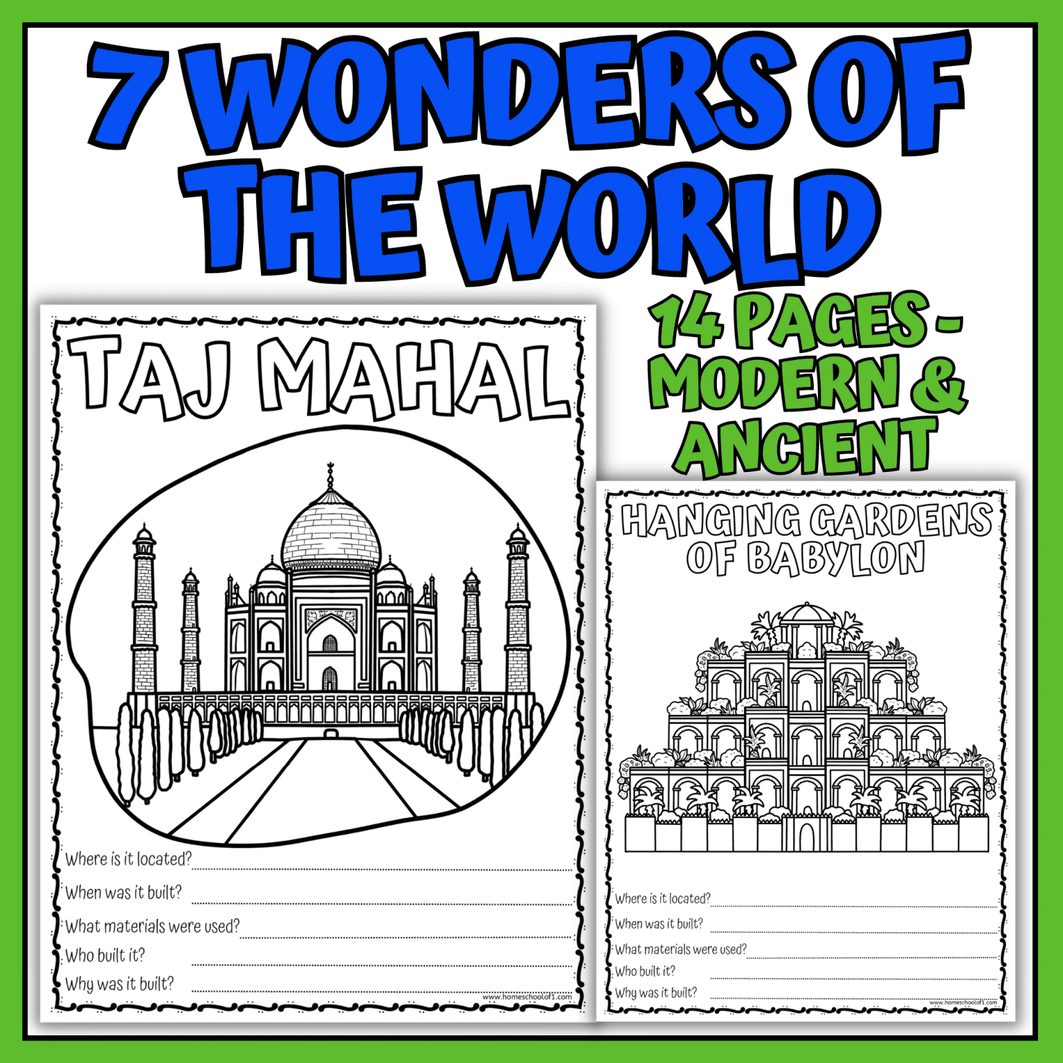 Free Colosseum Worksheet: One of the 7 Wonders of the World