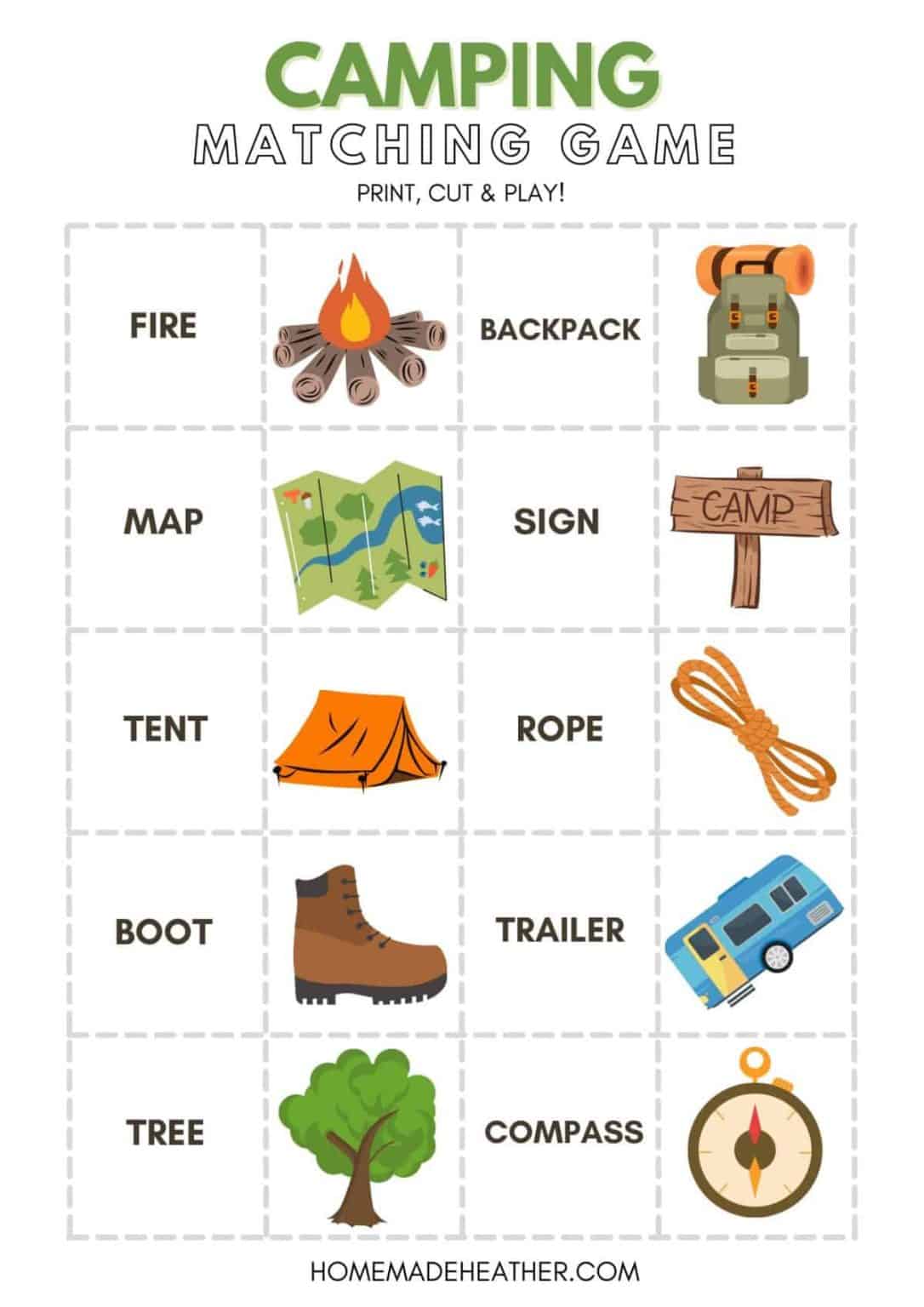 Fun Free Camping Game Printables for Kids